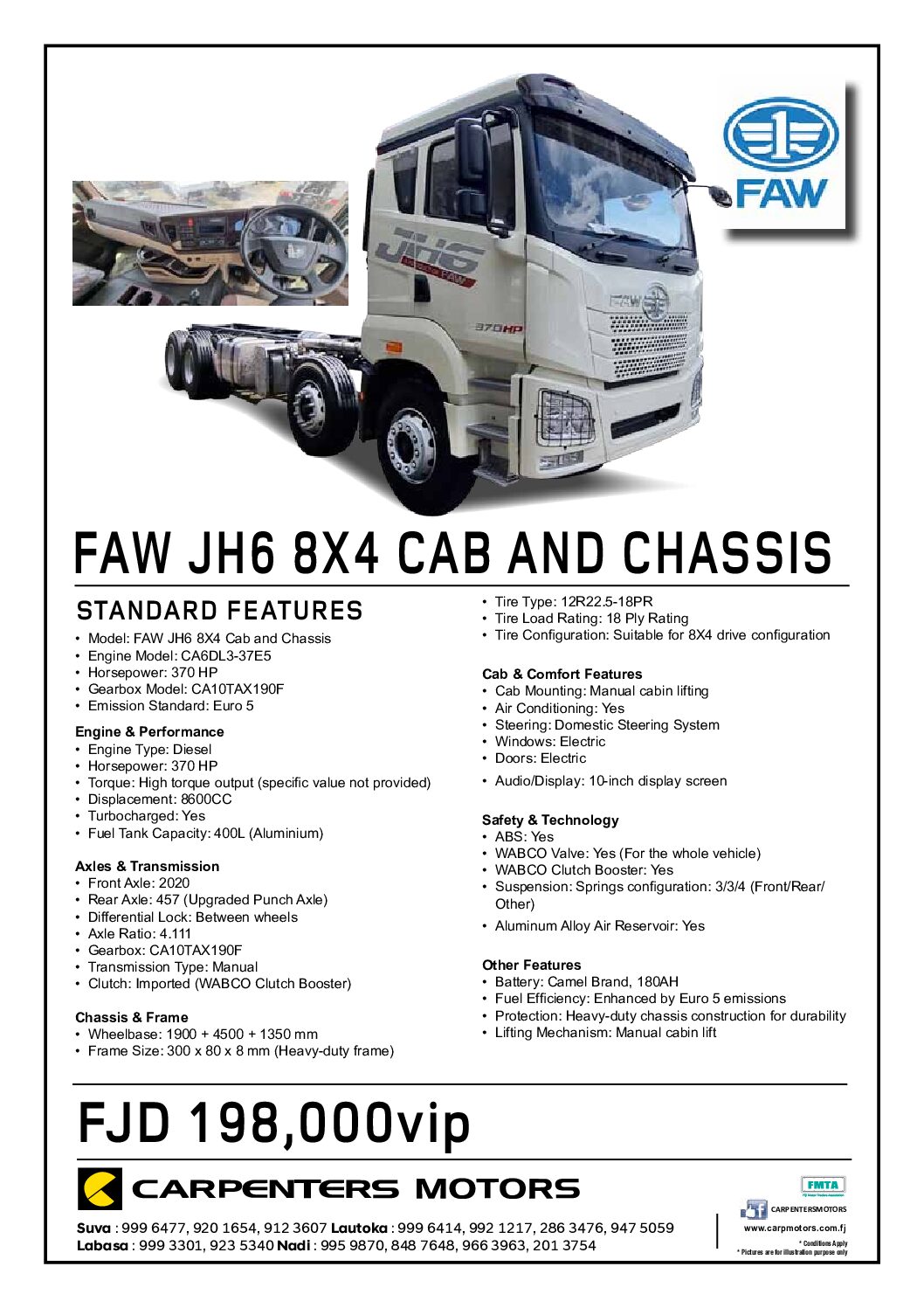faw-jh6-8×4-cab-and-chassis | Carpenters Motors Fiji | Vehicle Dealer