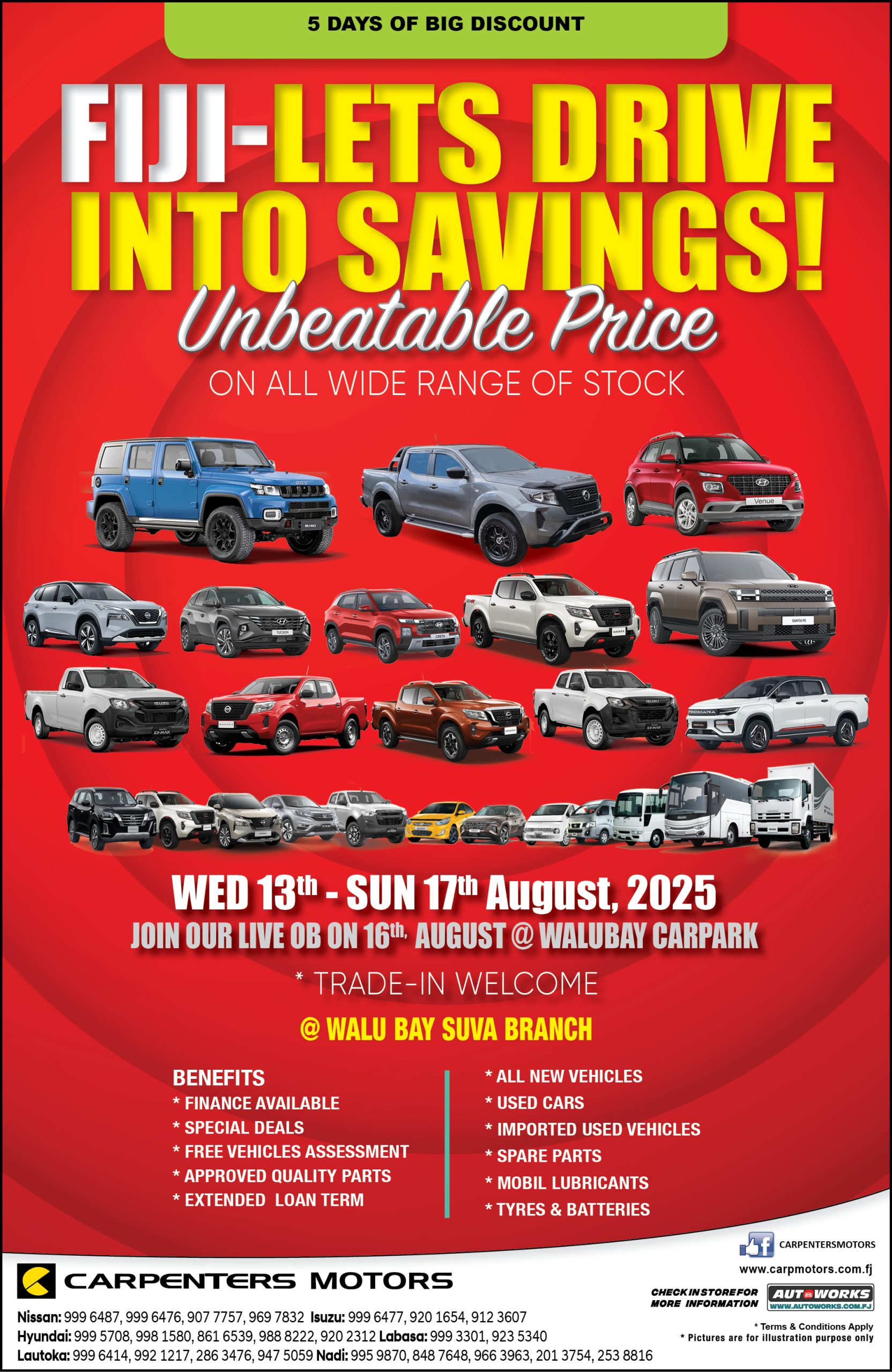 fiji-lets-drive-aug-advert | Carpenters Motors Fiji | Vehicle Dealer